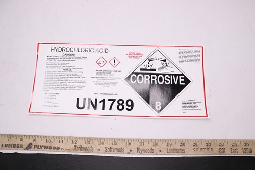 Uline 4-Digit D.O.T. Placard UN 1789 Hydrochloric Acid Tagboard S ...