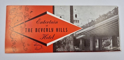 Vintage 50's Entertain At The Beverly Hills Hotel Folded Brochure ...