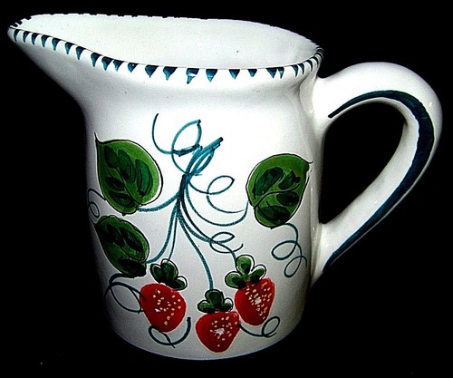 Ceramic Pitcher or Vase decorated with Strawberries & Leaves made in ...