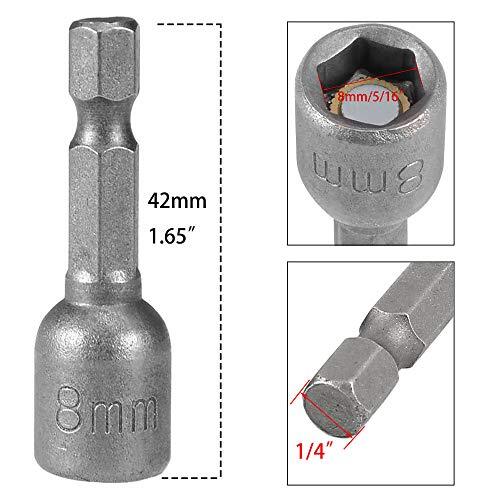10pcs 1/4'' Hex Shank Power Nut Driver Bit Set 8mm Impact Nut Setter ...
