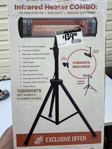 Heat Storm Tradesman Remote Infrared Quartz Portable Space Heater HS ...