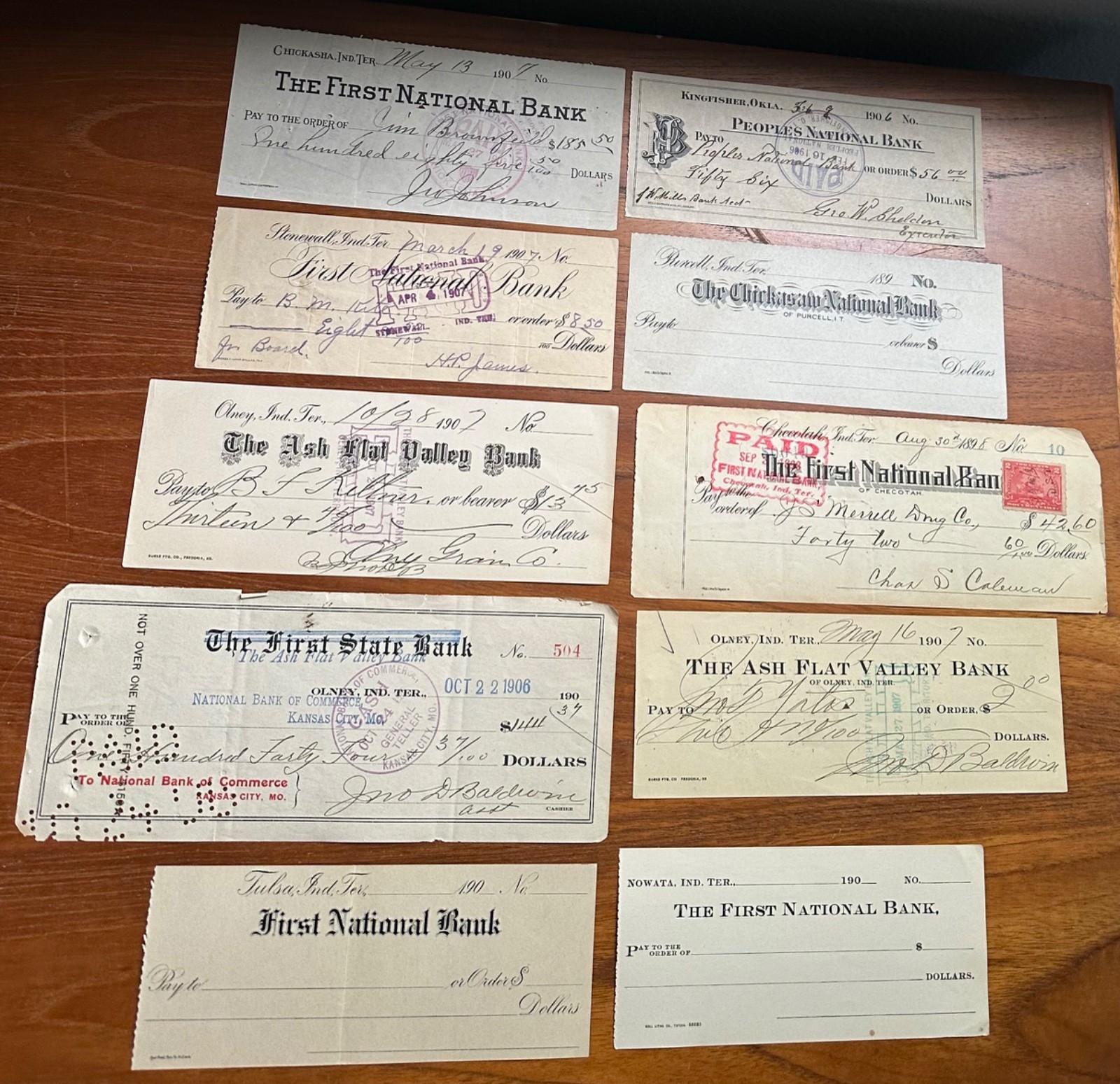 A lot of 10 Oklahoma and Indian Territories checks | eBay