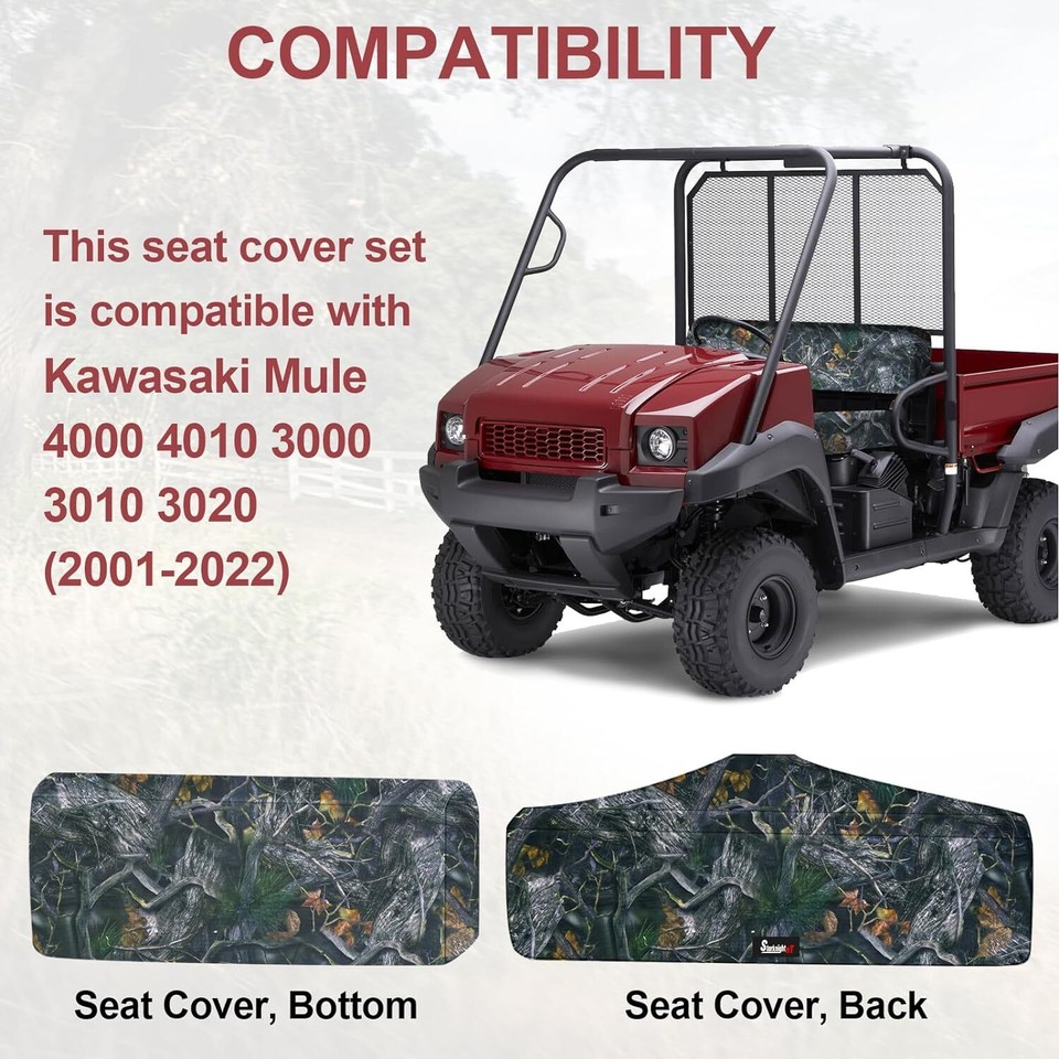 UTV Bench Seat Cover Camo for Kawasaki Mule 4010 4000 3000 3010 2001 ...