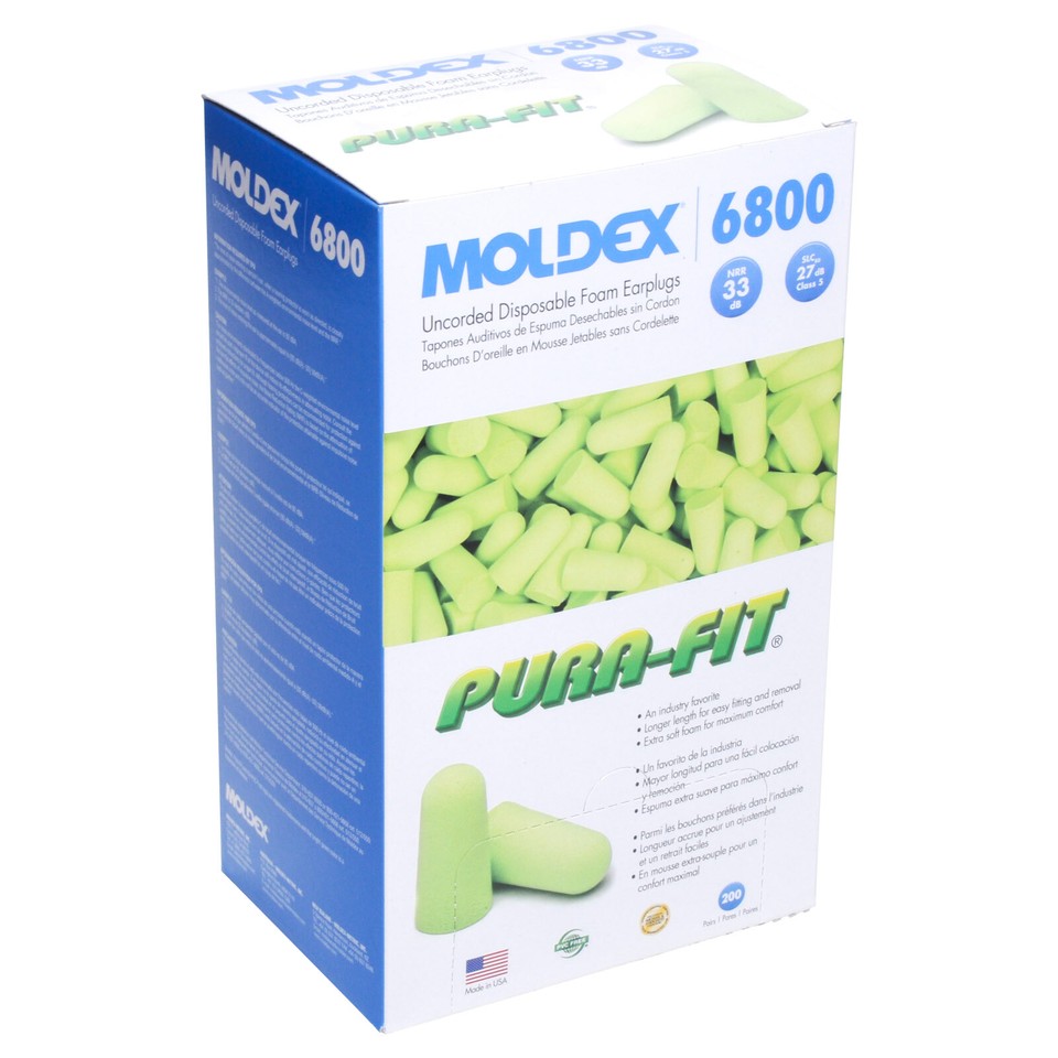 Moldex 6800 Pura Fit NRR33 Individually Sealed Uncorded Ear Plugs (Pick ...
