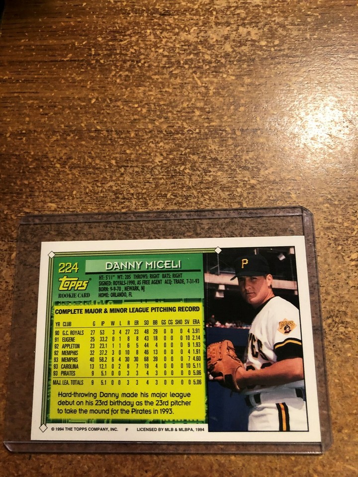 1994 Topps Baseball # 224 Future Star Danny Miceli RC | eBay