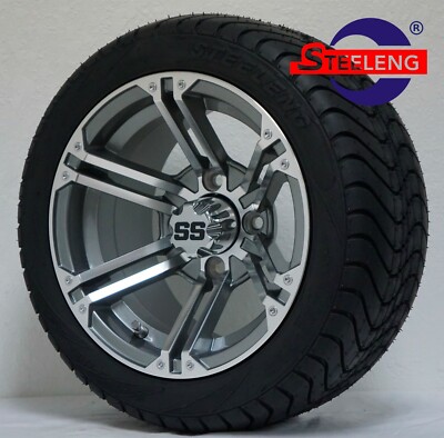 GOLF CART 12" GUNMETAL TERMINATOR WHEELS and 215/40-12 DOT LOW PROFILE ...