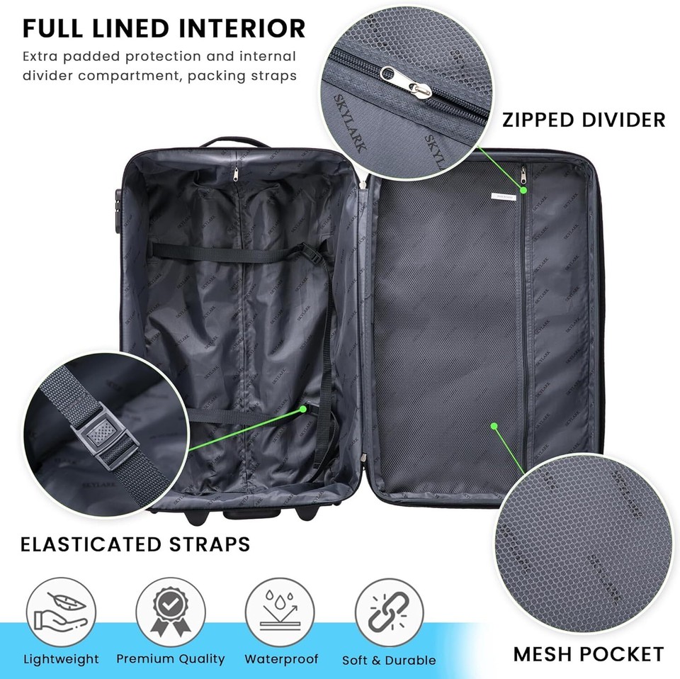 Large Suitcase & Medium Cabin Luggage XL Lightweight Suitcases ...