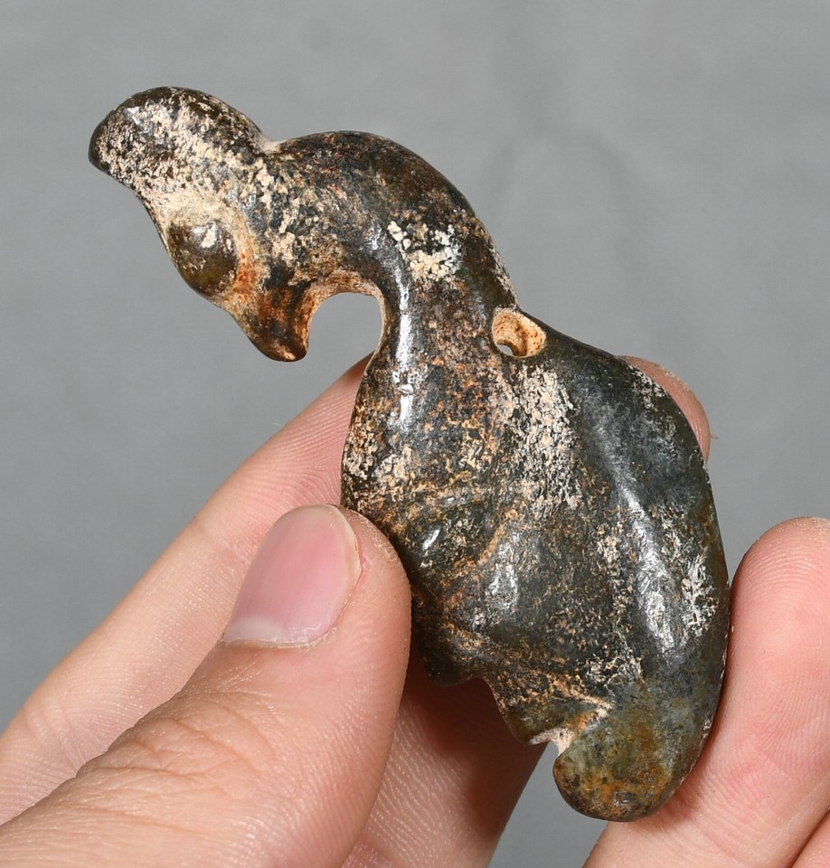 China Hongshan Culture Old Jade Carved Person People Face Beast Amulet ...