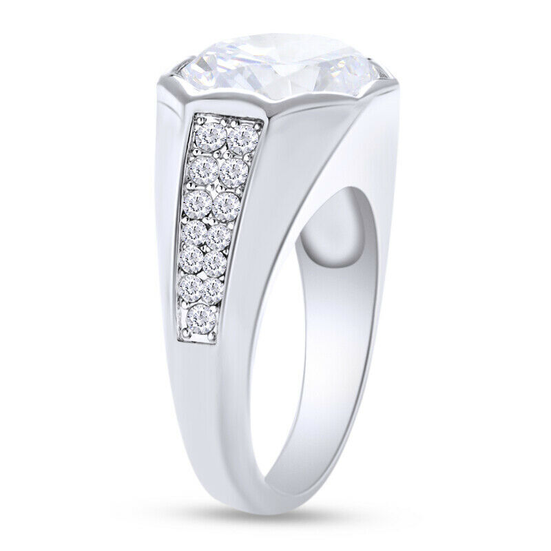 Men's Round Simulated Diamond Engagement Wedding Band Ring Sterling ...