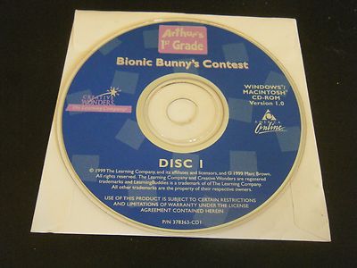 Rare Arthur's 1st Grade Bionic Bunny's Contest (PC, 1999) - Disc Only ...