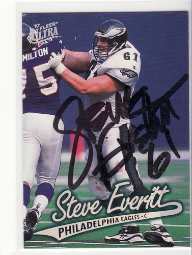 STEVE EVERITT PHILADELPHIA EAGLES MICHIGAN UNIVERSITY AUTOGRAPHED CARD ...