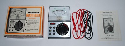 VINTAGE MICRONTA 22-202A 25-RANGE MULTITESTER 20,000 OHMS-LEADS, BOX ...
