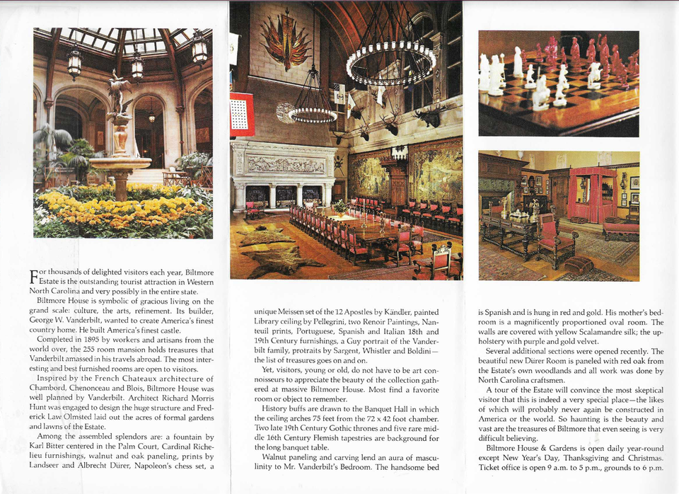 N.Carolina broch./card, Bitmore House/Gardens Ashville & Best Western ...