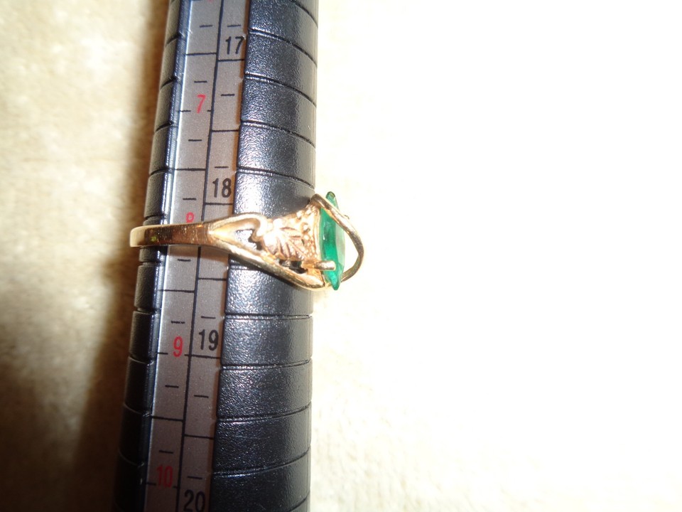 COLEMAN BLACK HILLS GOLD 10K GOLD GREEN HELENITE MARQUISE RING SIZE 8 ...