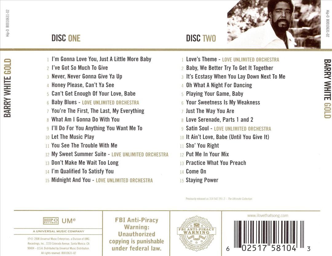 BARRY WHITE - GOLD NEW CD 602517581043| eBay