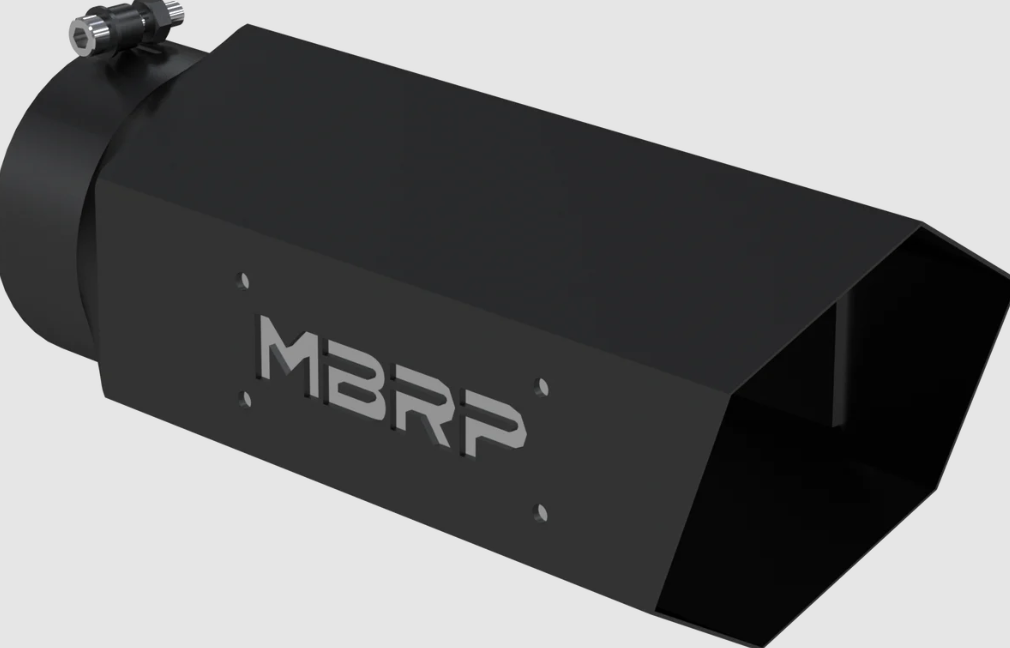 MBRP Exhaust Hex Tip 5" Inlet 16" Length w/ Logo Black Coated Universal ...