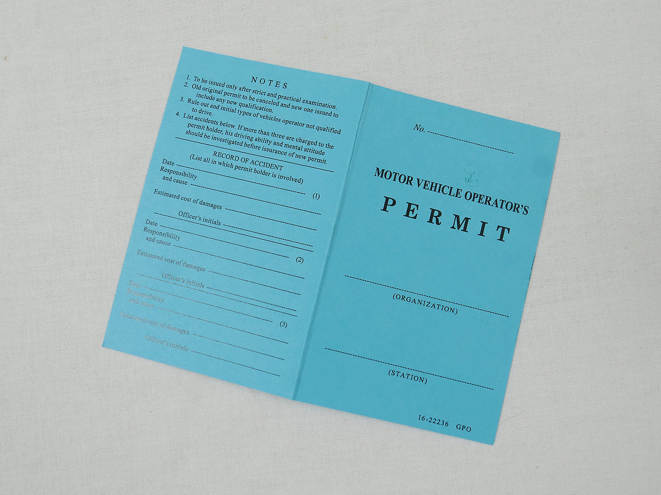 US ARMY WW2 Führerschein Motor vehicle operator's permit - Willys Jeep ...