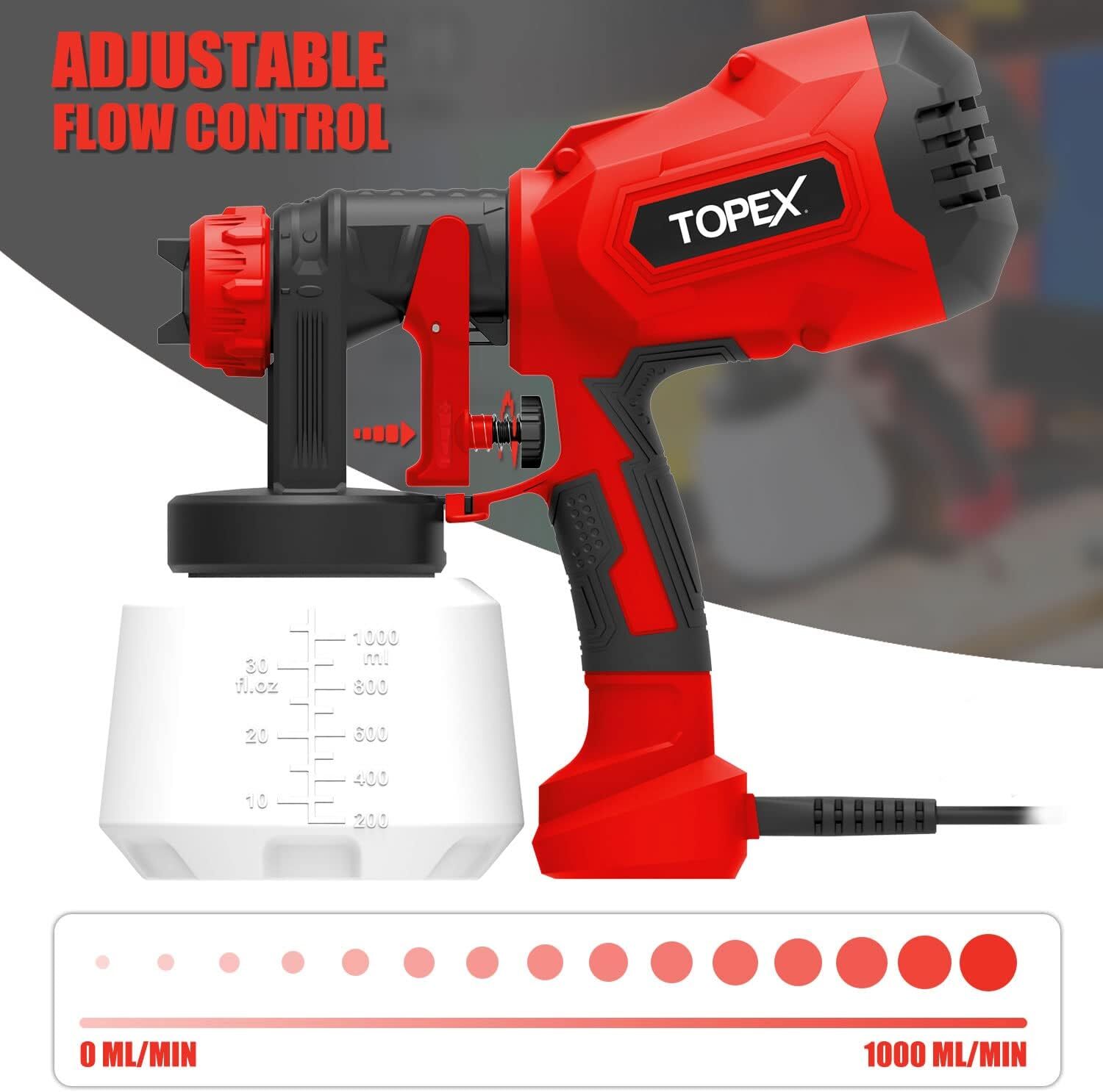 TOPEX 400W Electric Paint Sprayer Gun 1000ml Portable Spray Kit ...