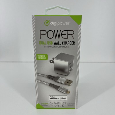 Digipower Dual USB Wall Charger & 3.3ft Lightning Charging Cable MFi-Certified | eBay
