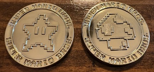 Star & Mushroom Super Mario Bros. Plastic Coins Medal Gold Nintendo ...