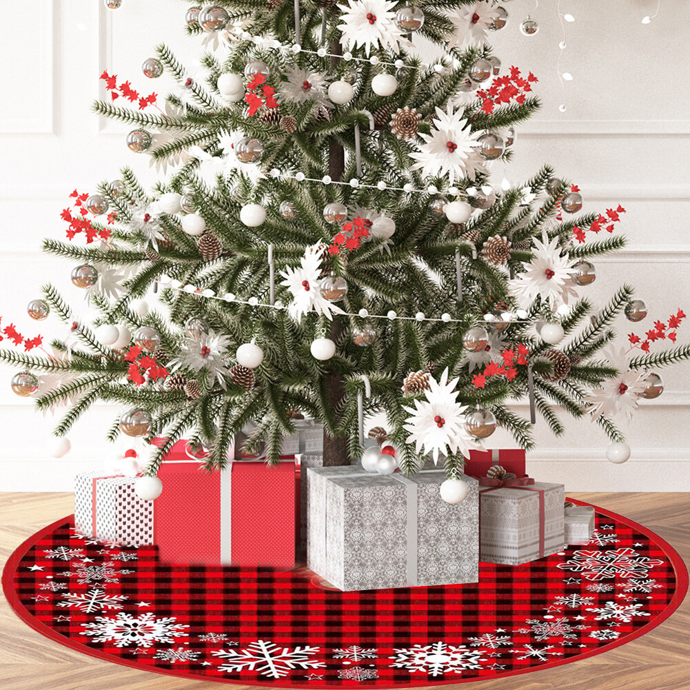 Christmas Tree Skirt Goblin Snowflake 90cm Xmas Tree Pad for Living ...