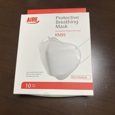 KN95 Aire Face Mask Pack of 10 Fold Flat Masks Comfortable Fit Bendable ...