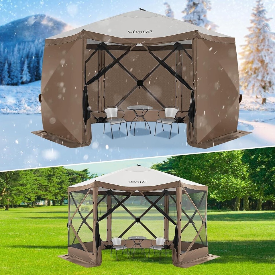 8x8FT~12x12FT Pop up Gazebo Screen House Tent for Camping, Outdoor Hub ...
