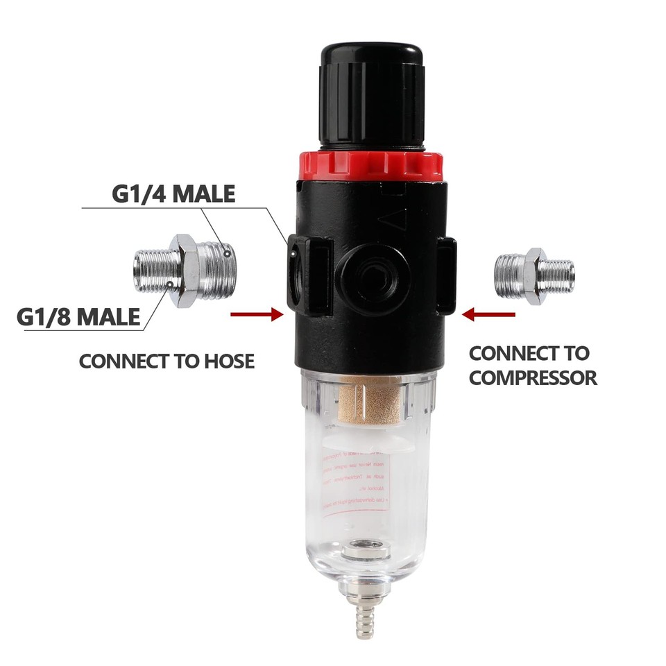 Airbrush Compressor Air Pressure Regulator Mini Inline Filter Oil Water ...