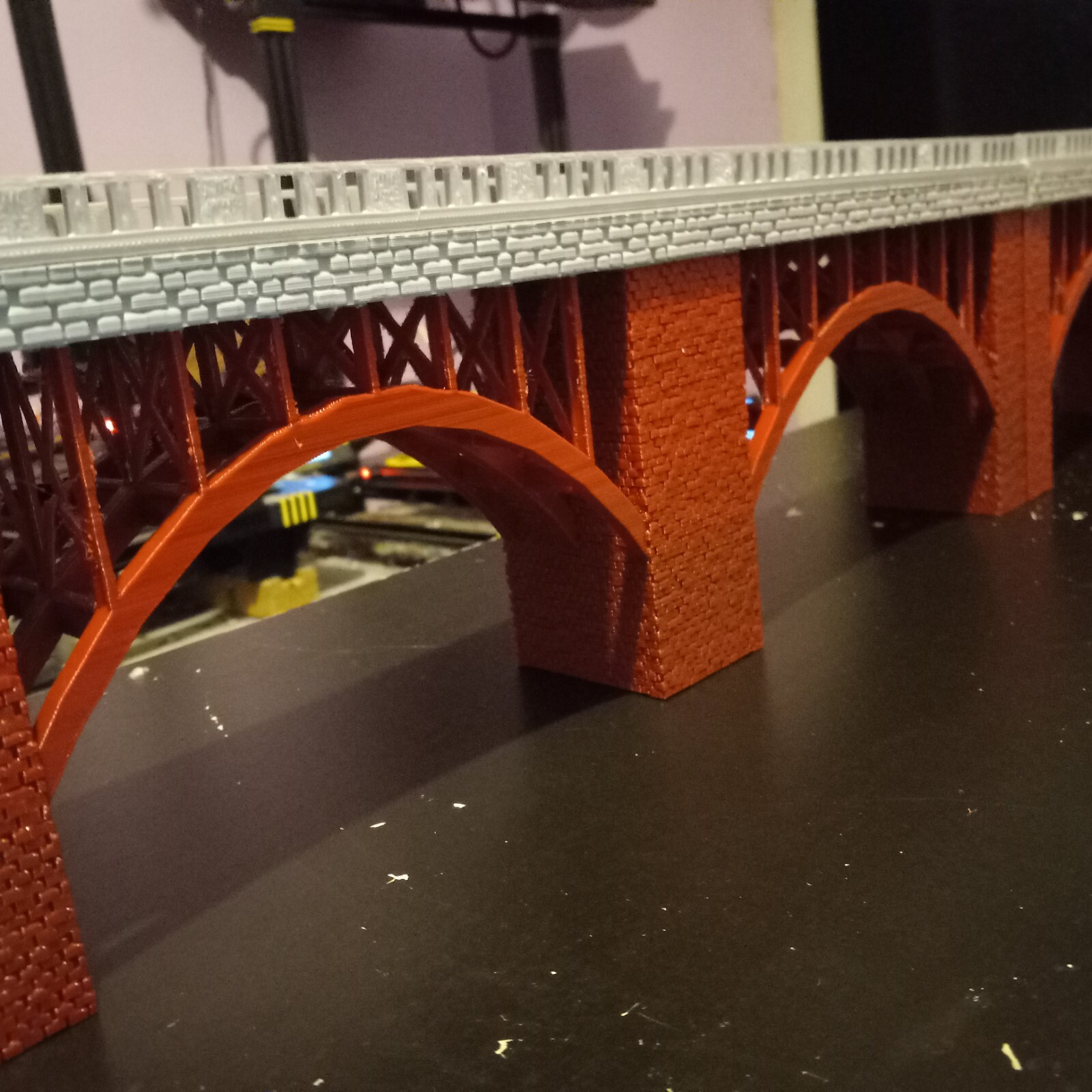 36" Big HO Scale two Lane Brick and steel Truss arch Bridge. CONECTABLE ...