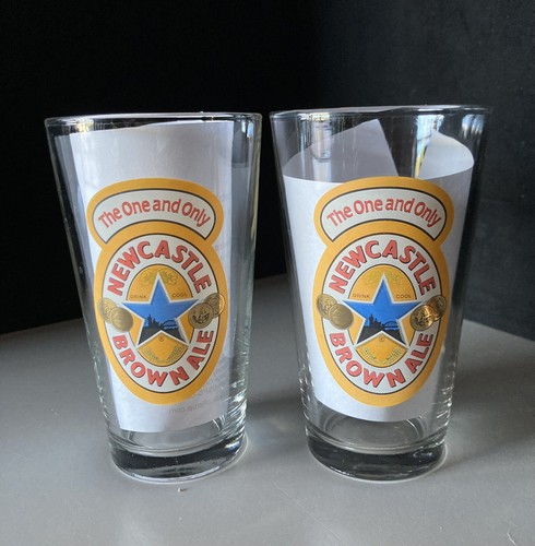 NEW Newcastle 2 Beer Glass Pint Glasses lot No Tap Or Bar Mat | eBay