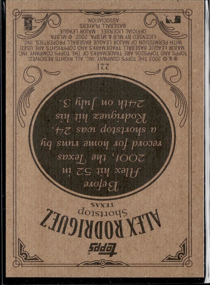 2002 Topps 206 #221c Alex Rodriguez Two Hands bat NM | eBay