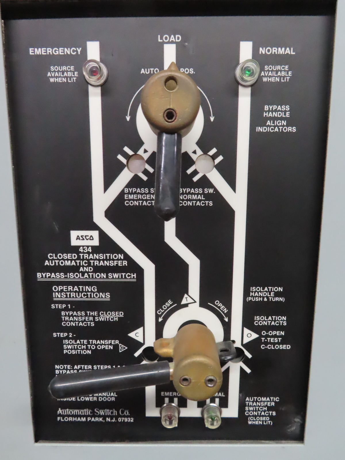 ASCO 434 AUTOMATIC TRANSFER SWITCH E434360097C 600A 480V 3PH 1YEAR ...
