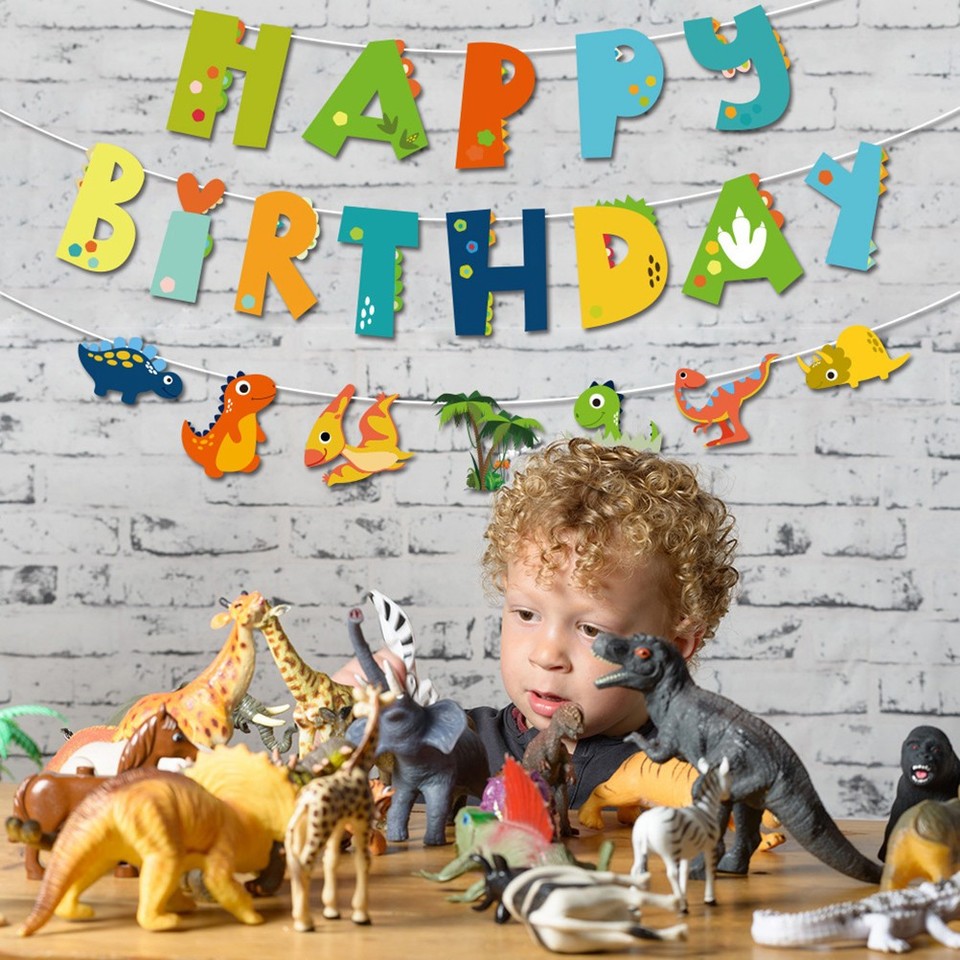 Dinosaur Birthday Banner Garland Hanging Bunting Kids Birthday Party ...