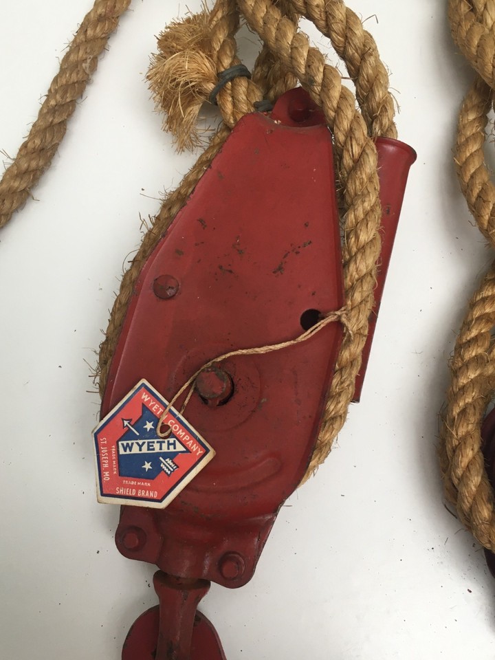 Vintage Durbin Durco Block and Tackle with Rope Wyeth Hardware Tag | eBay