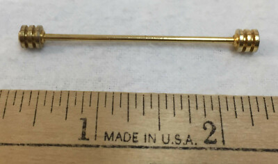 Mens Shirt Tie Bar Barbell w/ Ribbed Screw End Twist Gold Tone Metal ...