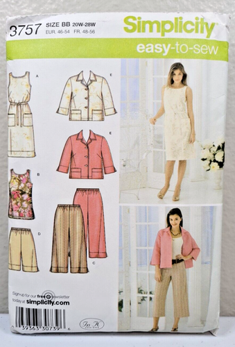 Simplicity Pattern 3757 Misses Capris Shorts Dress Tunic Jacket Size ...