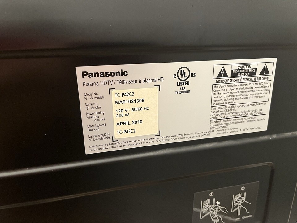 Panasonic 42” Plasma TV model TC-P42C2 (working, With remote) | eBay