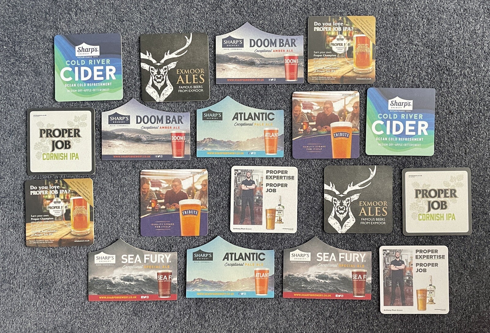 18 Cornwall Devon Beer Mats - Exmoor, St Austell, Sharps - Home Bar ...