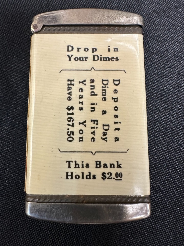 VINTAGE CELLULOID ADVERTISING DIME BANK CUMBERLAND VALLEY NATIONAL BANK ...