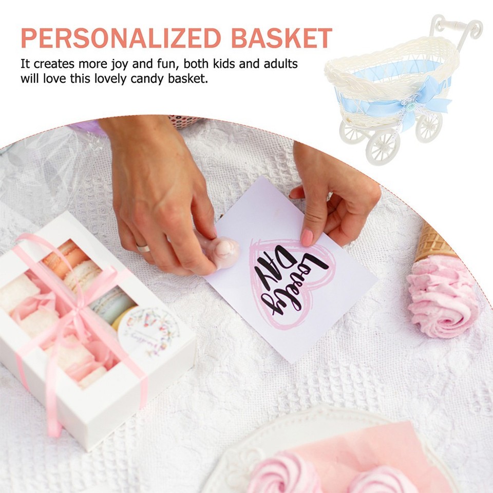 2 Pcs Trolley Shaped Baby Shower Candy Baskets Woven Party Gift Basket ...