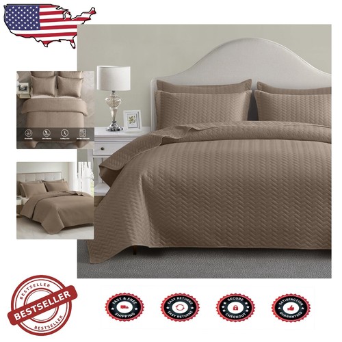 Microfiber California King Quilt Bedding Set - Lightweight Chevron ...