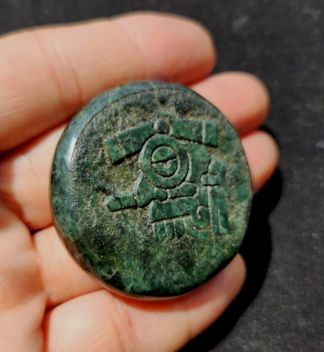 Pre Columbian Aztec Rain God TLALOC Jade Pendant Mexican Green Stone ...