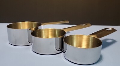 ONEIDA Stainless Steel Measuring Cups Set of 3 Round 1/2 1/3 1/4 Gently ...