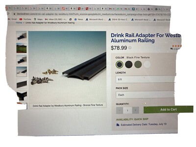 Westbury Tuscany Drink Rail Adaptor | eBay