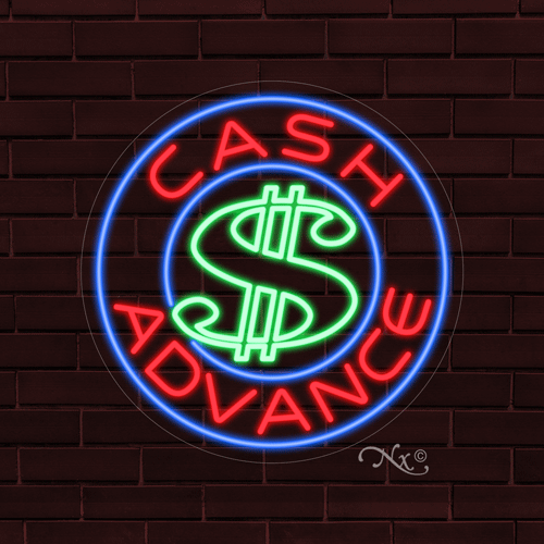 NEW "CASH ADVANCE" w/LOGO 26x26x1 INCH LED FLEX WINDOW/WALL INDOOR SIGN ...