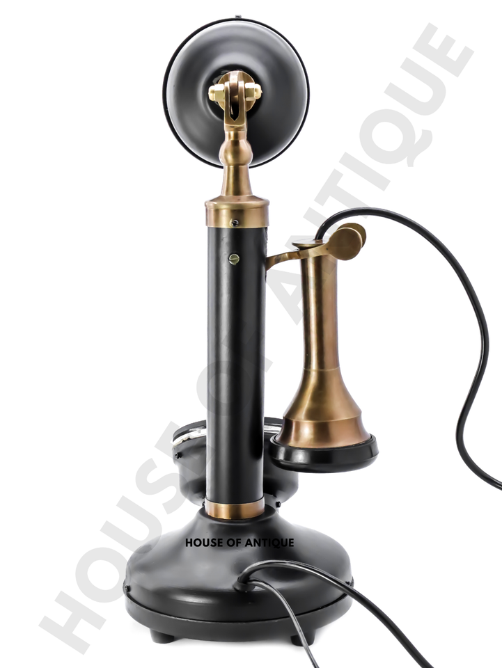 Vintage Candlestick Telephone Brass & Iron Black Decorative Antique ...