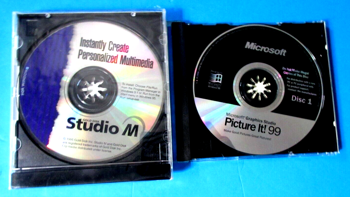 Microsoft Picture It 99 PC Software CD Disc 1 for Windows 98+Studio M ...