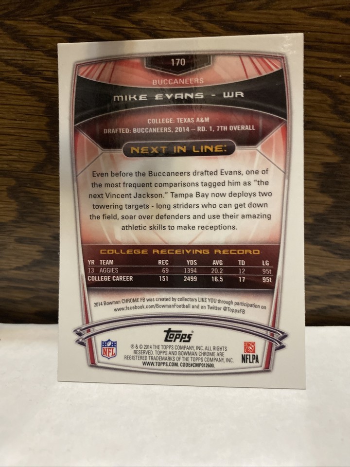 2014 Bowman Chrome Mike Evans Rookie Card! #170! Bucs! D | eBay