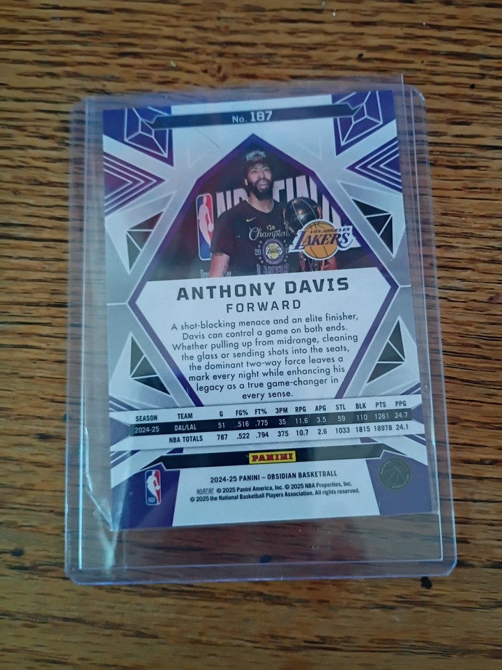 Anthony Davis 2024-25 Panini Obsidian Champ Card No. 187 Lakers | eBay