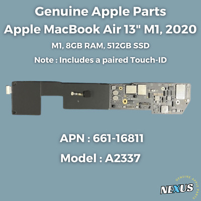 OEM Apple MacBook Air 13" M1 2020 A2337 Logic Board 8GB 512GB w/Touch ...